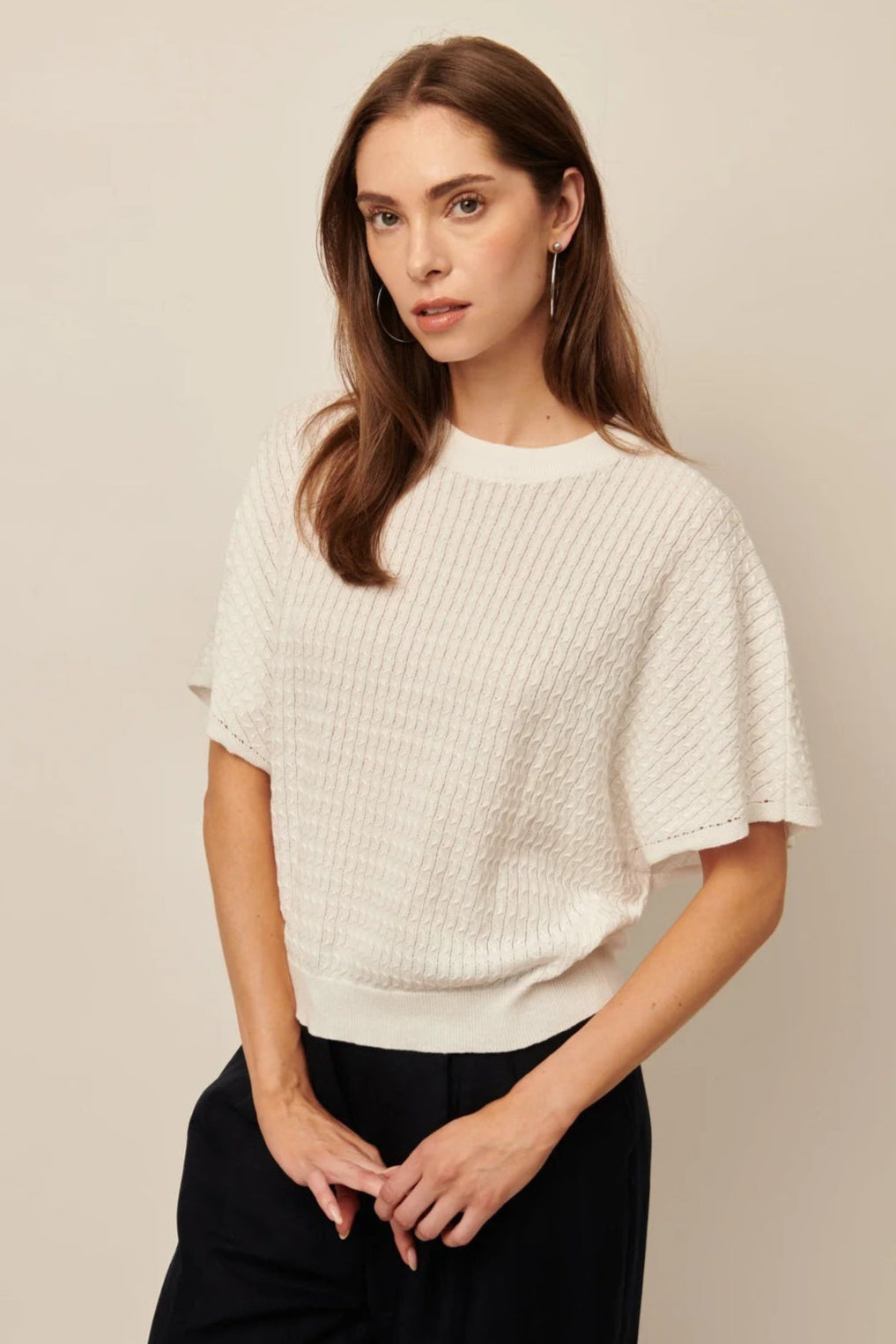 Odette Top - Chalk - Line The Label – Twist Fashions Inc.